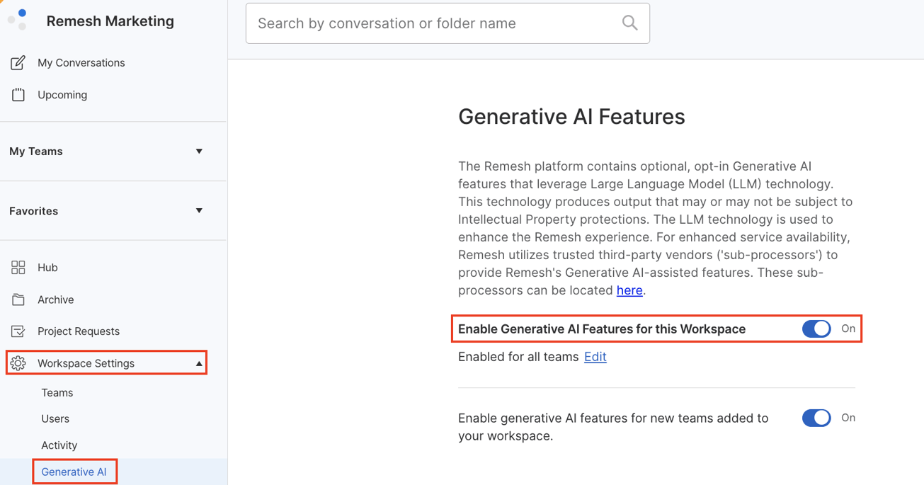 Generative AI (LLM) Permission Settings
