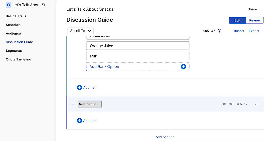 In-Platform Discussion Guide Builder