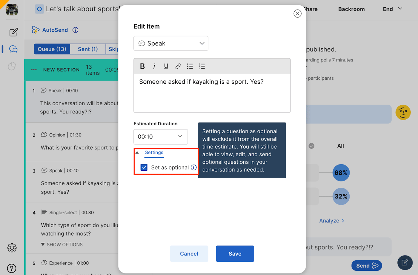In-Platform Discussion Guide Builder