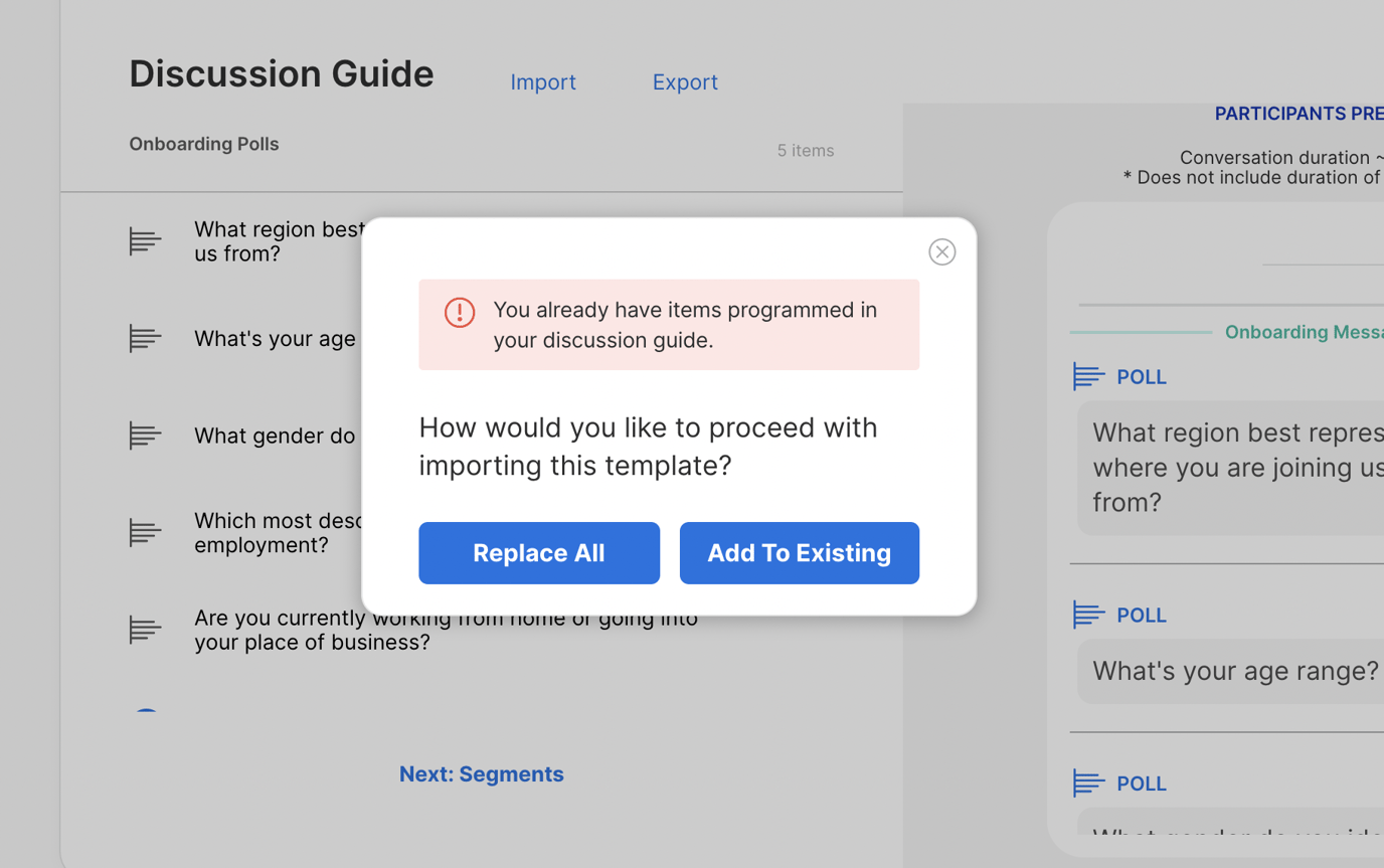 Import Discussion Guide from Existing Conversations