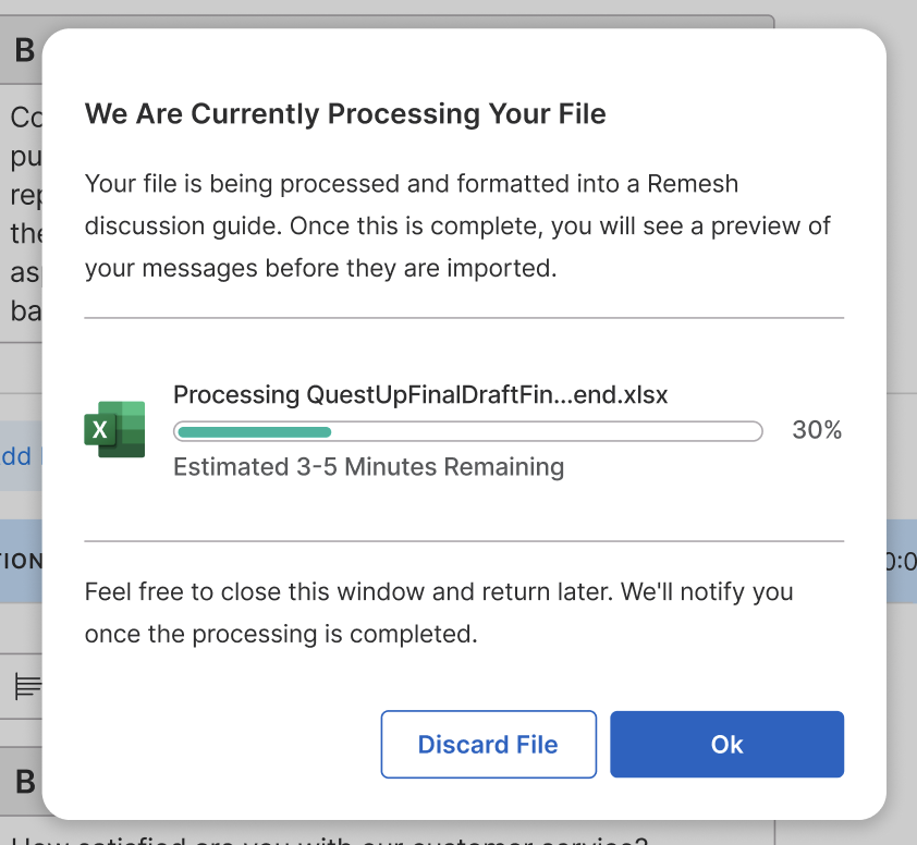 Uploading a Word or Excel Discussion Guide File