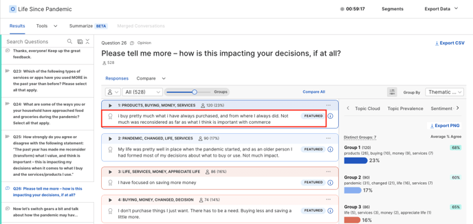Thematic Clusters: Uncovering themes in open-end responses