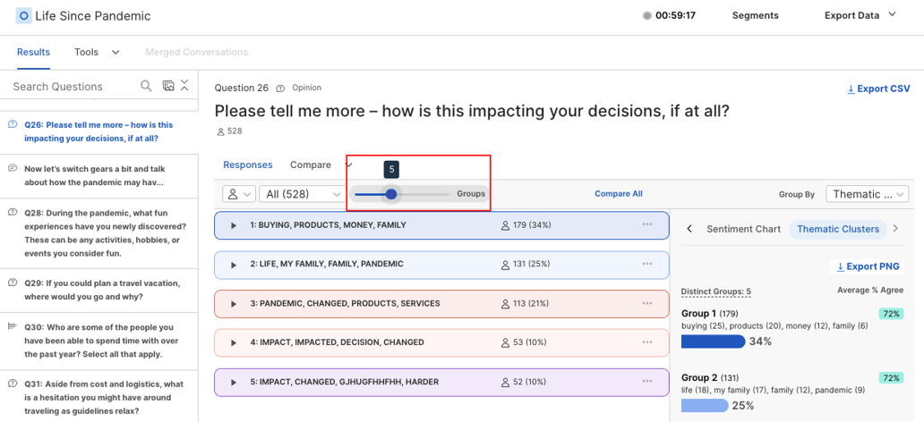 Thematic Clusters: Uncovering themes in open-end responses
